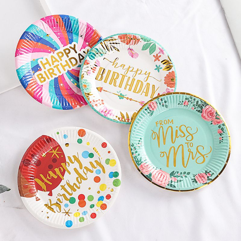 Colorful Paper Plate Printing Bronzing Birthday Party - Temu