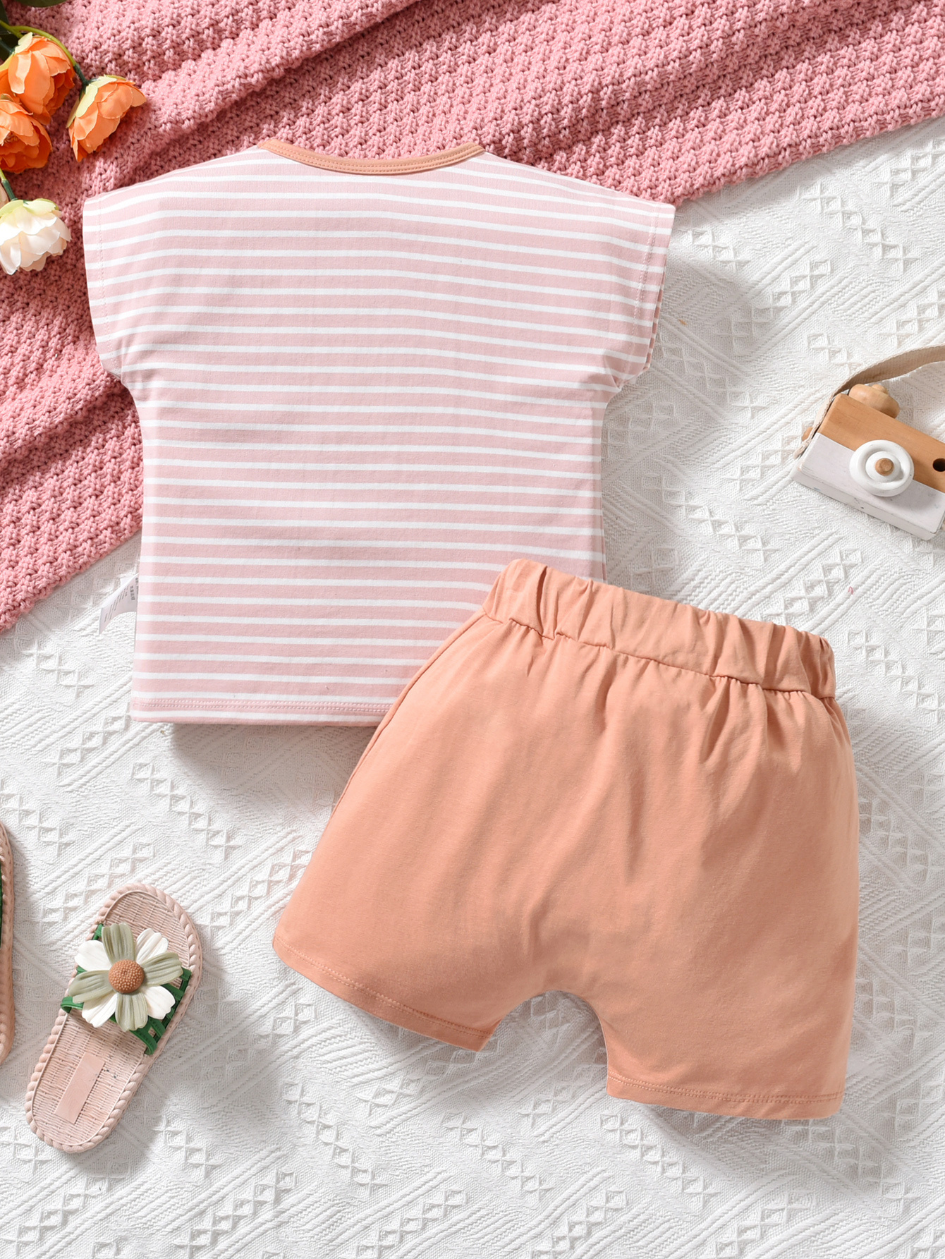 Girls Casual Cute Striped Flamingo Print T shirt Shorts Set - Temu ...