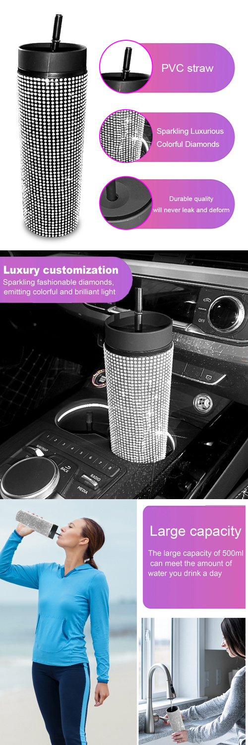 Bling Water Bottle Double Wall Bling Cup Reusable Plastic - Temu ...