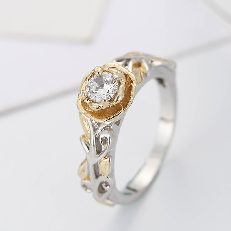 Creative Floral Rose Shaped Ring Inlaid Zircon 18k Gold - Temu United ...