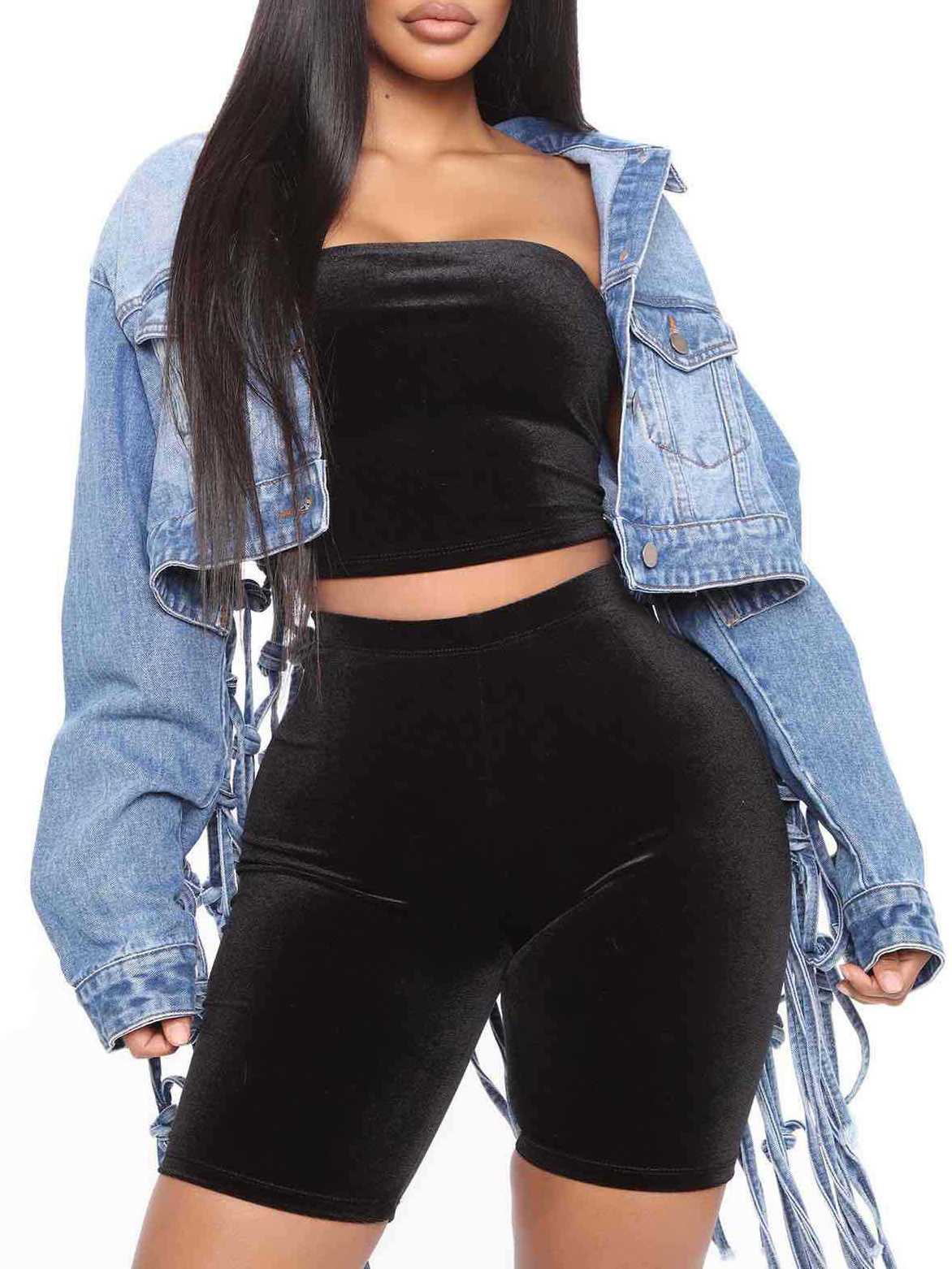 Plus Size Cut Denim Button Long Sleeve Jacket Women's Plus - Temu ...