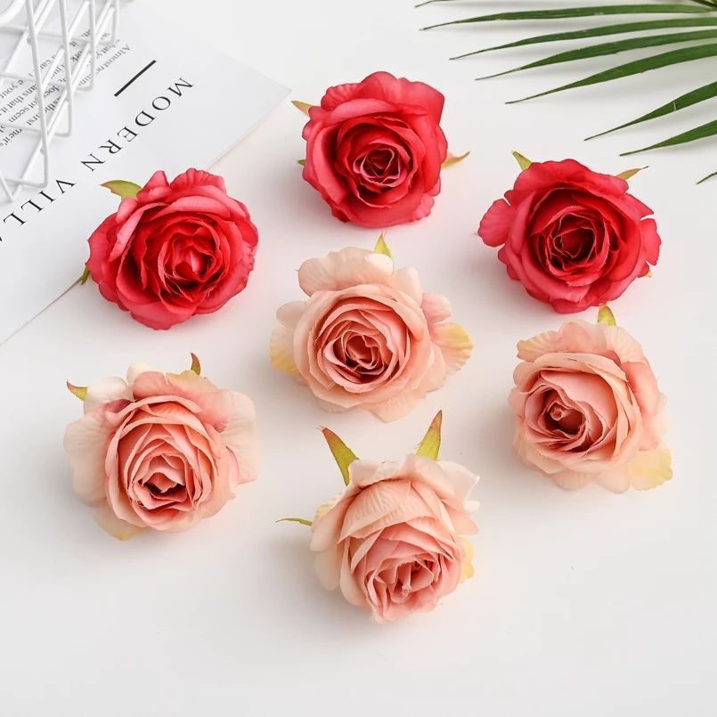 5pcs Simulated Rose Head Flowers Bulk Artificial Flowers Home Living ...