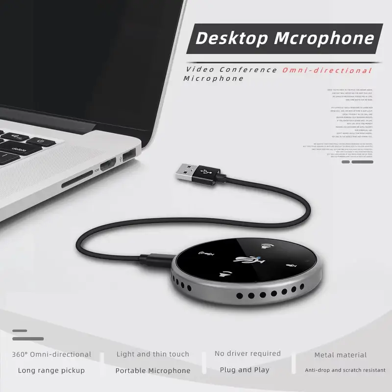 노트북 녹음 회의에 사용되는 스피커 Usb 컴퓨터 게임 노트북을 가진 360도 전방향성 라디오 마이크 접촉 Temu