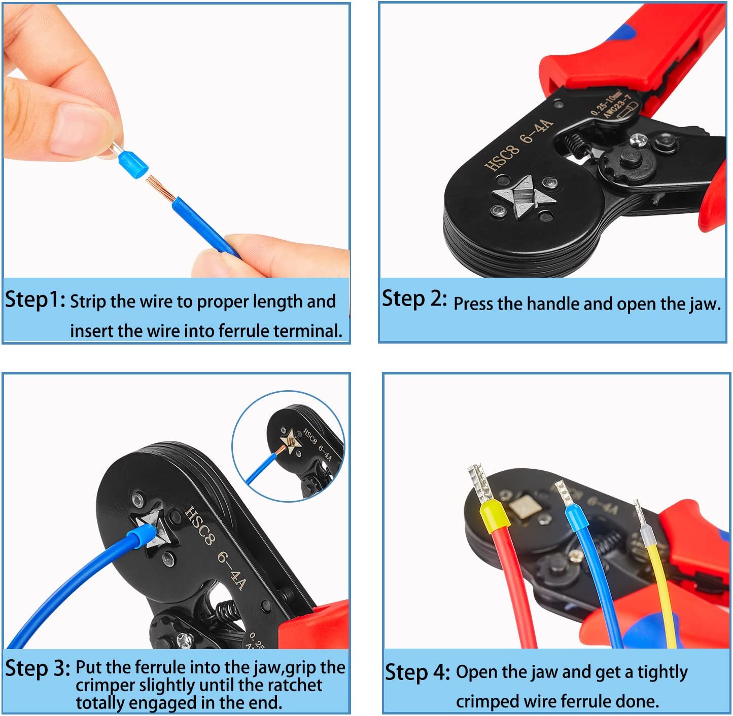 1200pcs Tubular Terminal Crimping Pliers Hsc8 6 4a Crimper Wire Mini Crimper Tools Electrical ...