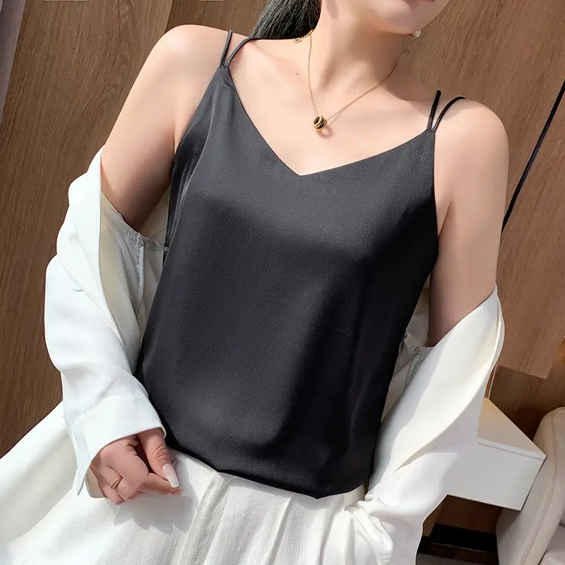 Solid Spaghetti Top Elegant V Neck Back Criss Cross Cami Top Temu