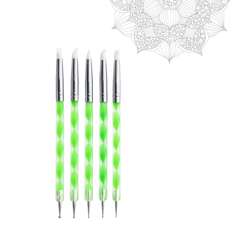 5pcs Spiral Acrylic Silicone Indentation Dot Brush Ceramic Tool Clay ...