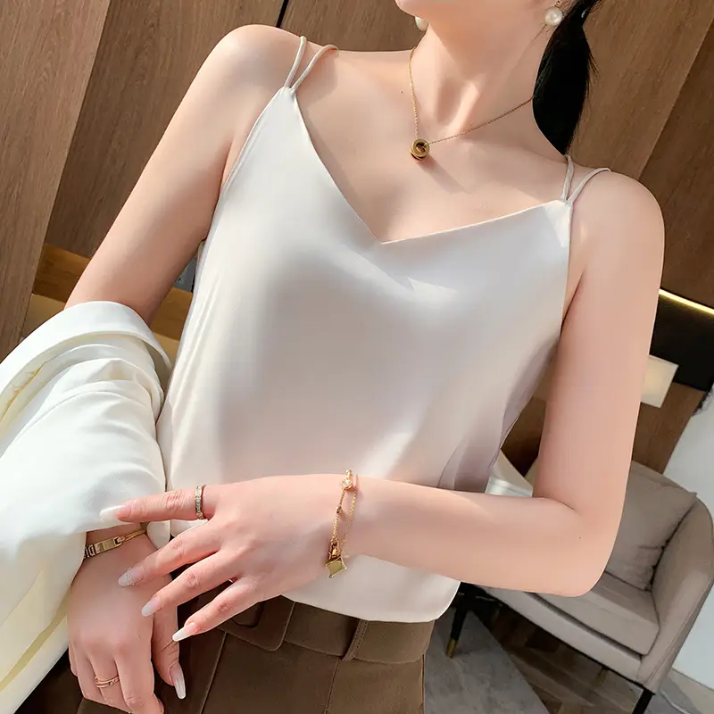 Solid Spaghetti Top Elegant V Neck Back Criss Cross Cami Top Temu