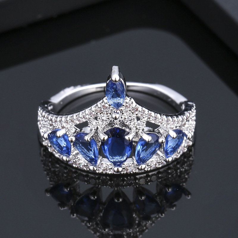 18k Gold Plated Waterdrop Crown Zircon Ring For Women Girls | Discounts ...