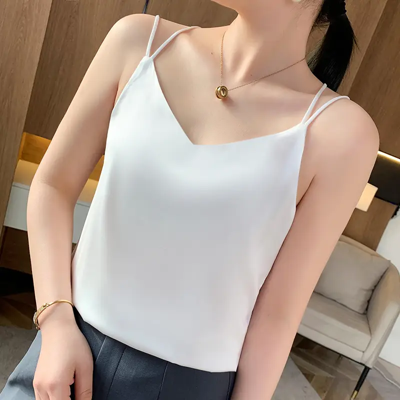 Solid Spaghetti Top Elegant V Neck Back Criss Cross Cami Top Temu