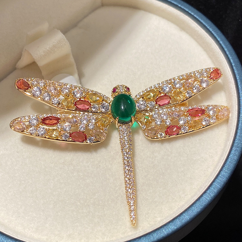 Colorful Zircon Brooch Dragonfly Shape Temperament Breast Pin Shawl ...
