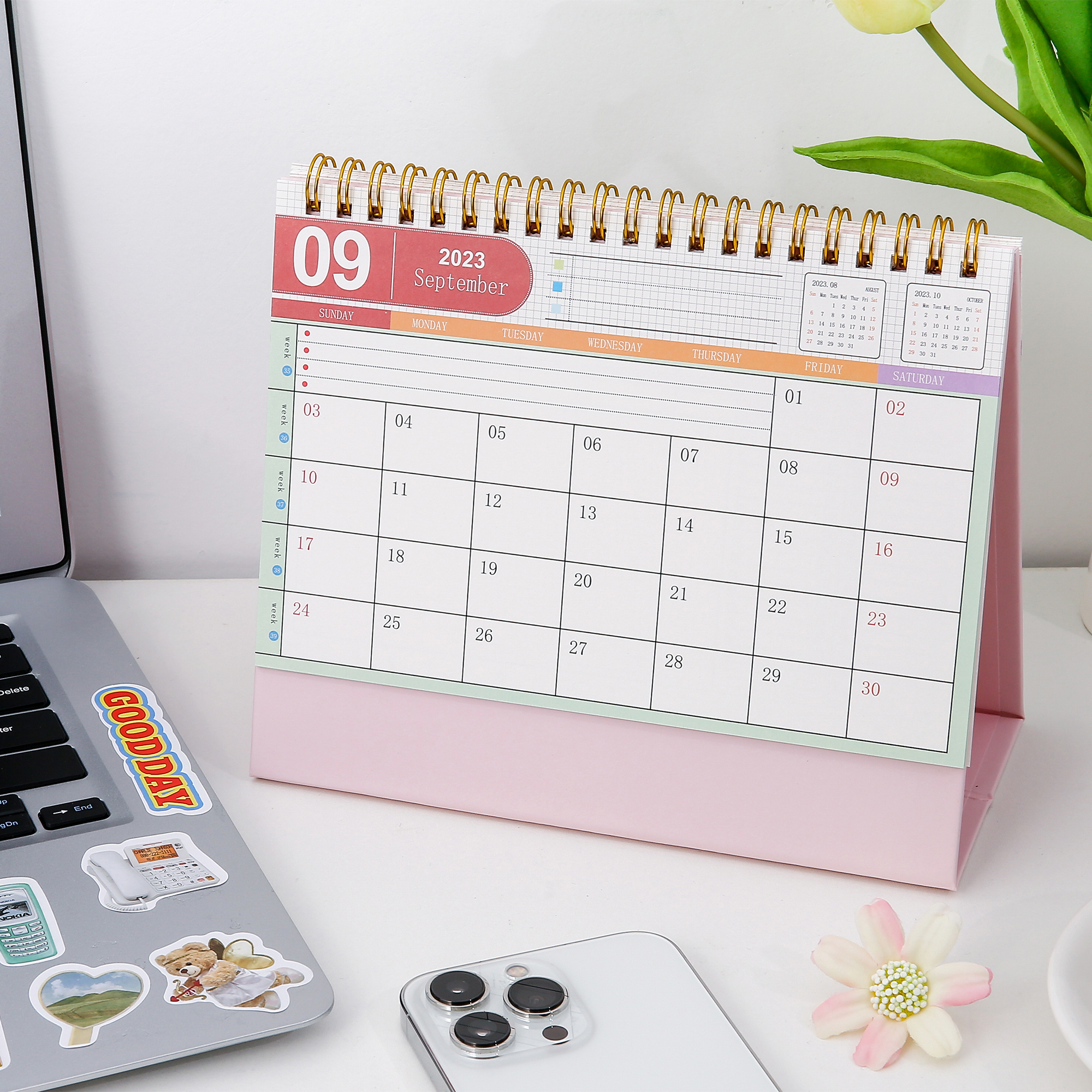 2022 2023 Desk Calendar Standing Flip Desktop Calendar From - Temu