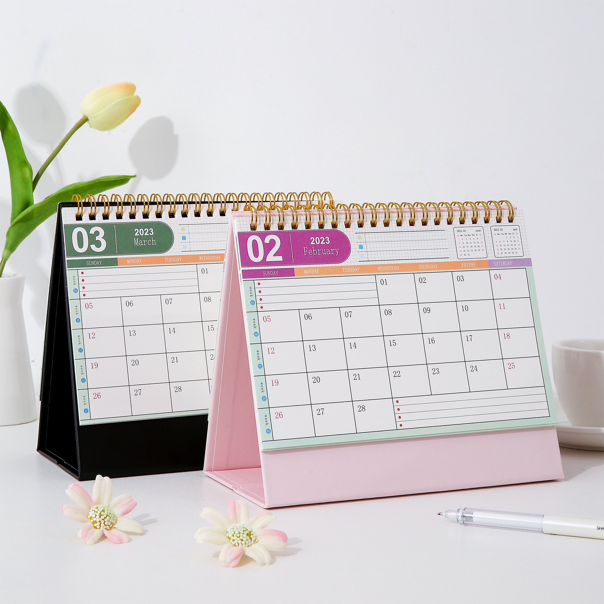 2022 2023 Desk Calendar Standing Flip Desktop Calendar From - Temu