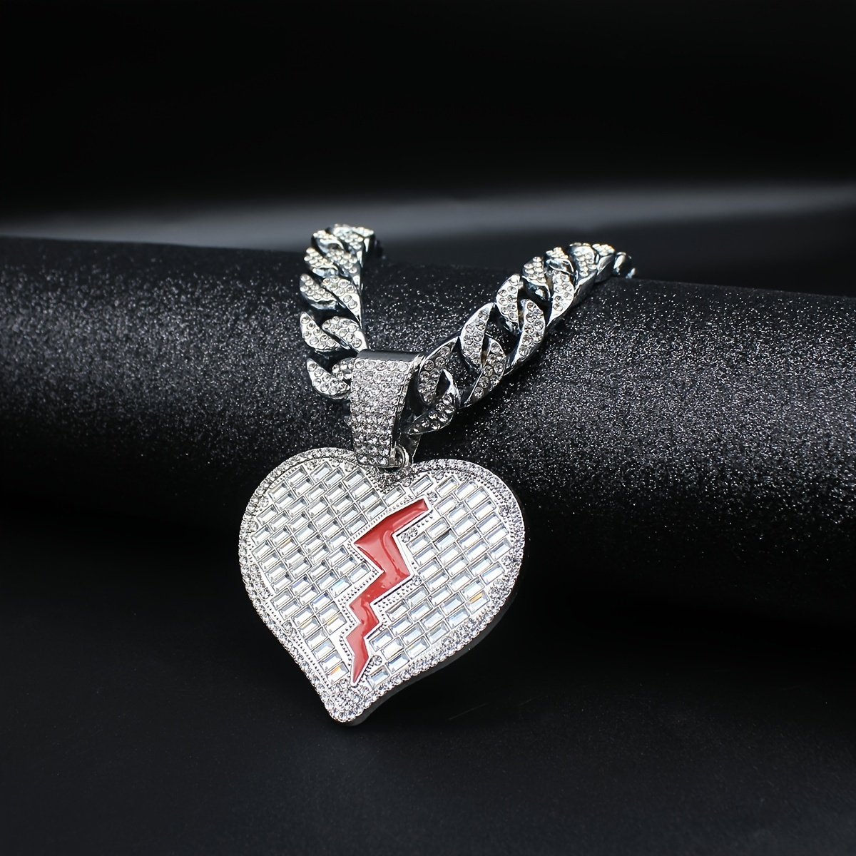 Fahion Men's Broken Heart Hip Hop Cuban Link Chian Necklace - Clothing ...