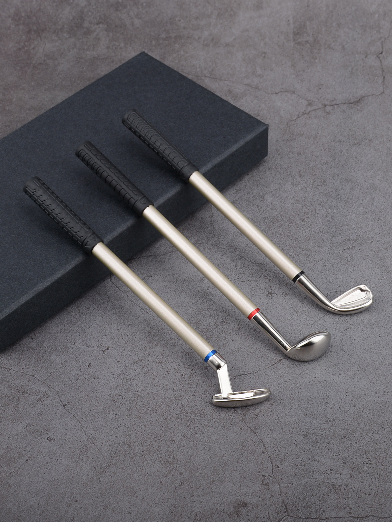 3pcs 0 7mm red blue and black ballpoint pen creative metal mini golf ...