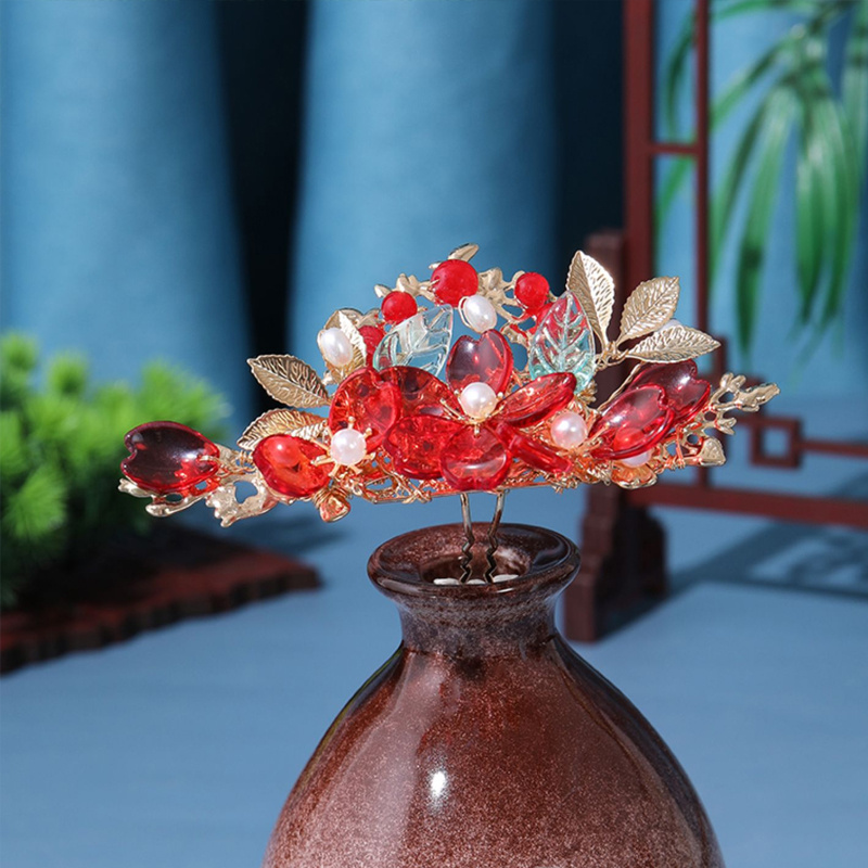 Hanfu Flowers Leaves Faux Pearl Tassels - Temu Norway