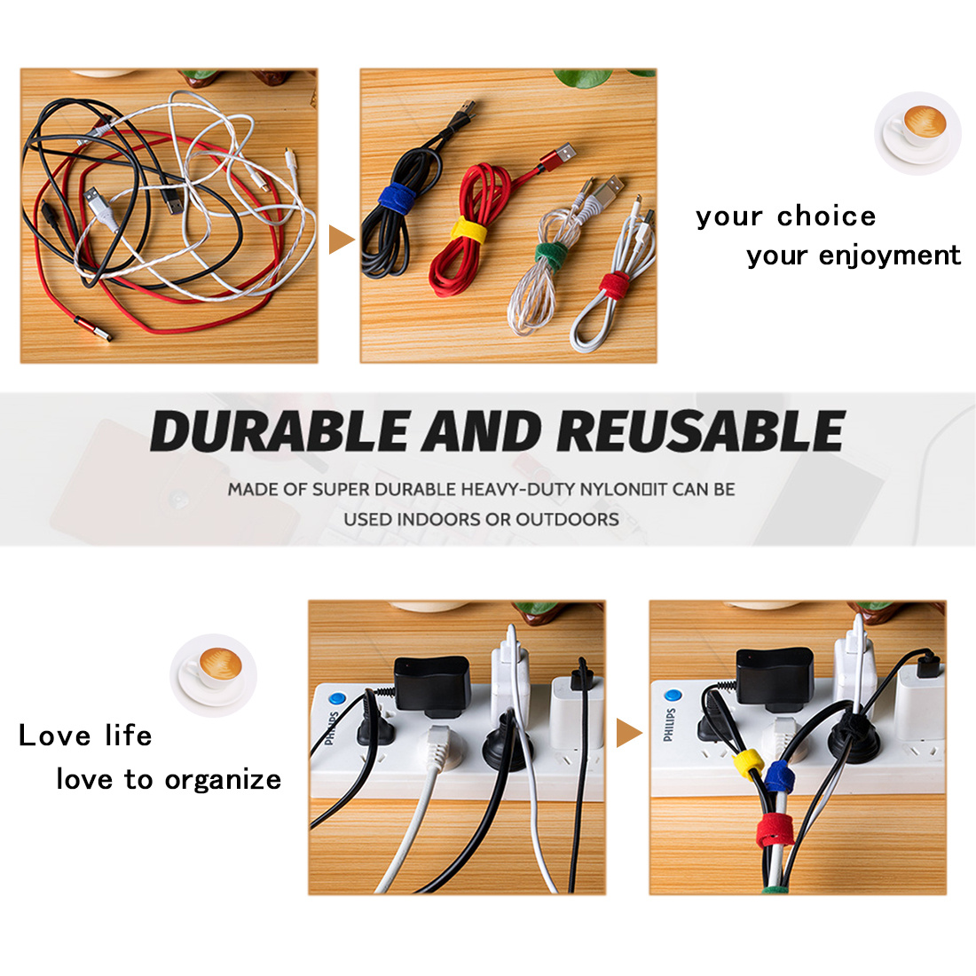 6 Colors Optional Releasable Cable Ties Hook Loop Straps - Temu United ...