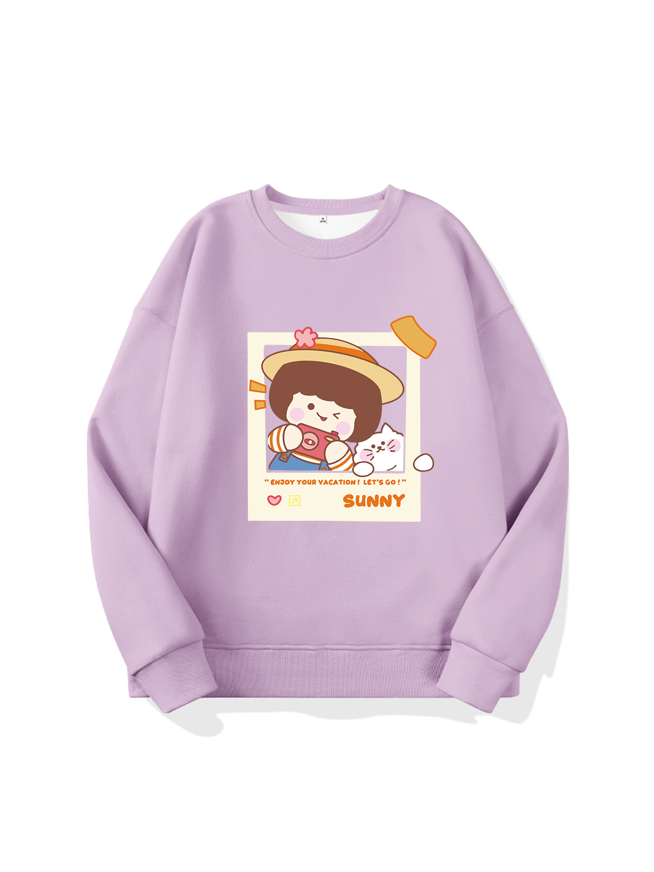 Cartoon Kawaii Girl Print Pullover Long Sleeve Crew Neck - Temu Norway