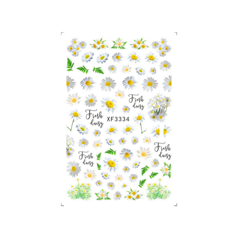 Daisy Nail Art Sticker Decals Summer Flowers - Temu Netherlands