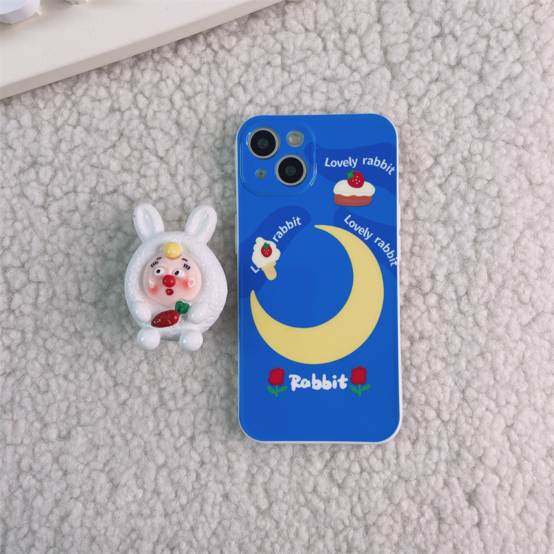 Moon Pattern Stand Porcelain White Varnish Soft Phone Case - Temu ...