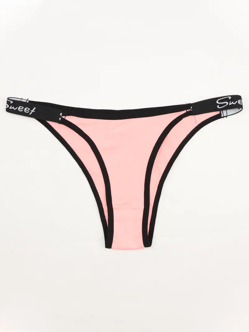 Letter Tape Thongs Comfy Seamless Low Waist Thongs Panties Womens
