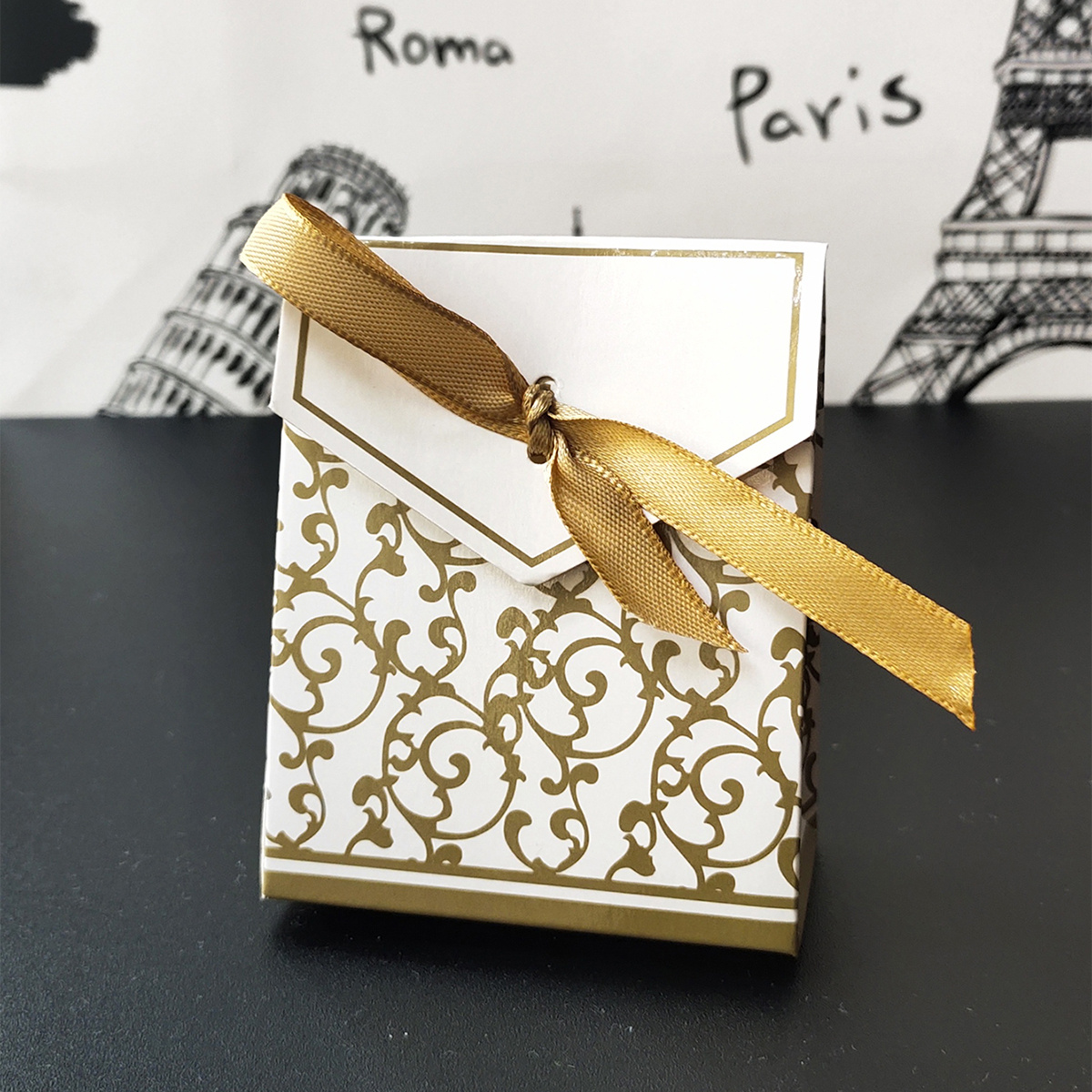 Party Favor Boxes Golden Decorative Boxes Ribbons Small - Temu Australia