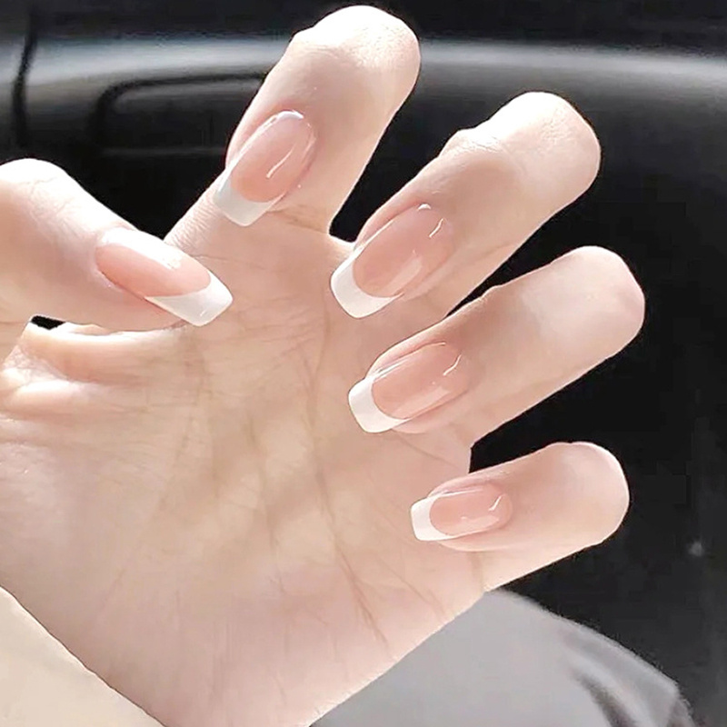 Simple Manicure French Style White Edge False Nails Premium Sense Press ...