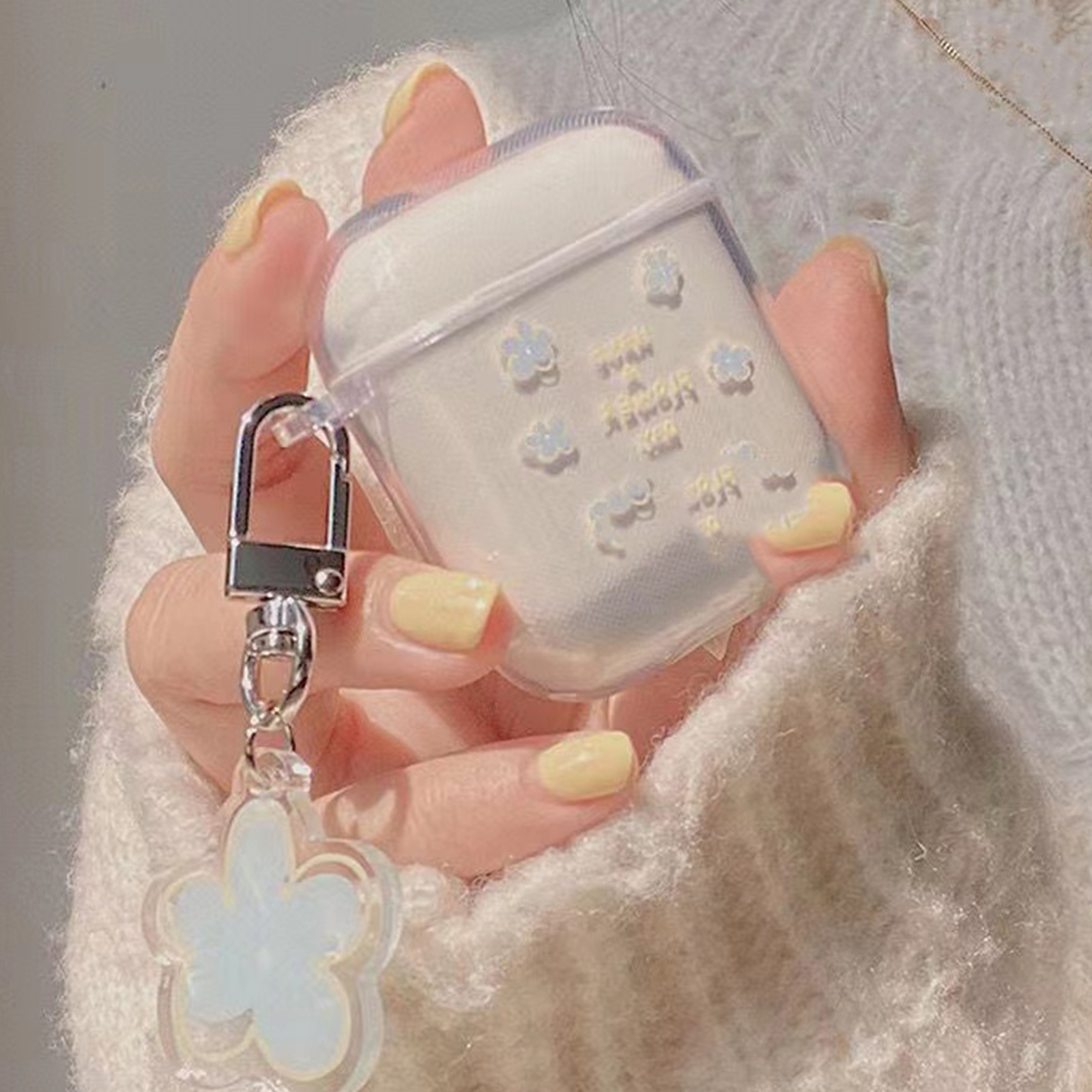 Blue Flower Pendant Transparent Headset - Temu Australia