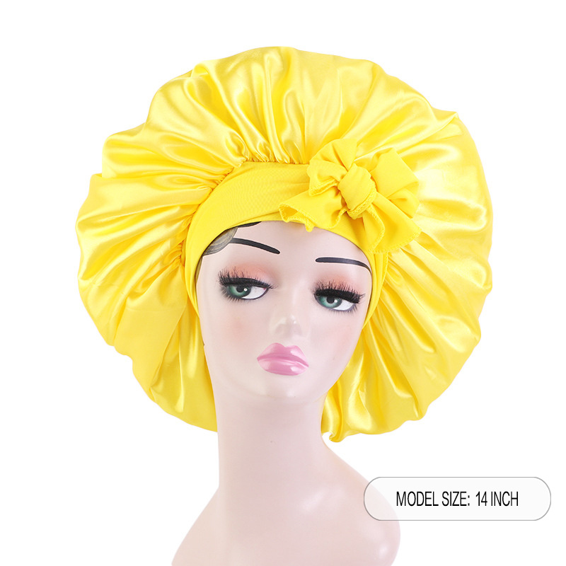 Large Elastic Colored Satin Bonnet Ribbon Solid Wide Brim - Temu Australia