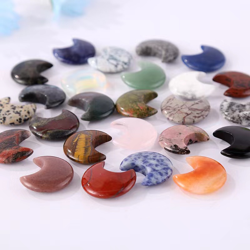 1pc Natural Crystal Stone Moon Small Ornament Diy Artificial Jewelry ...