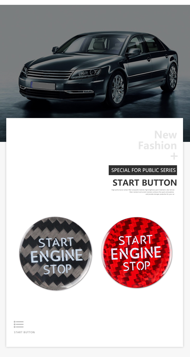 Car Stop Button Sticker Carbon Fiber Cover 2008 2009 2010 For | Temu United