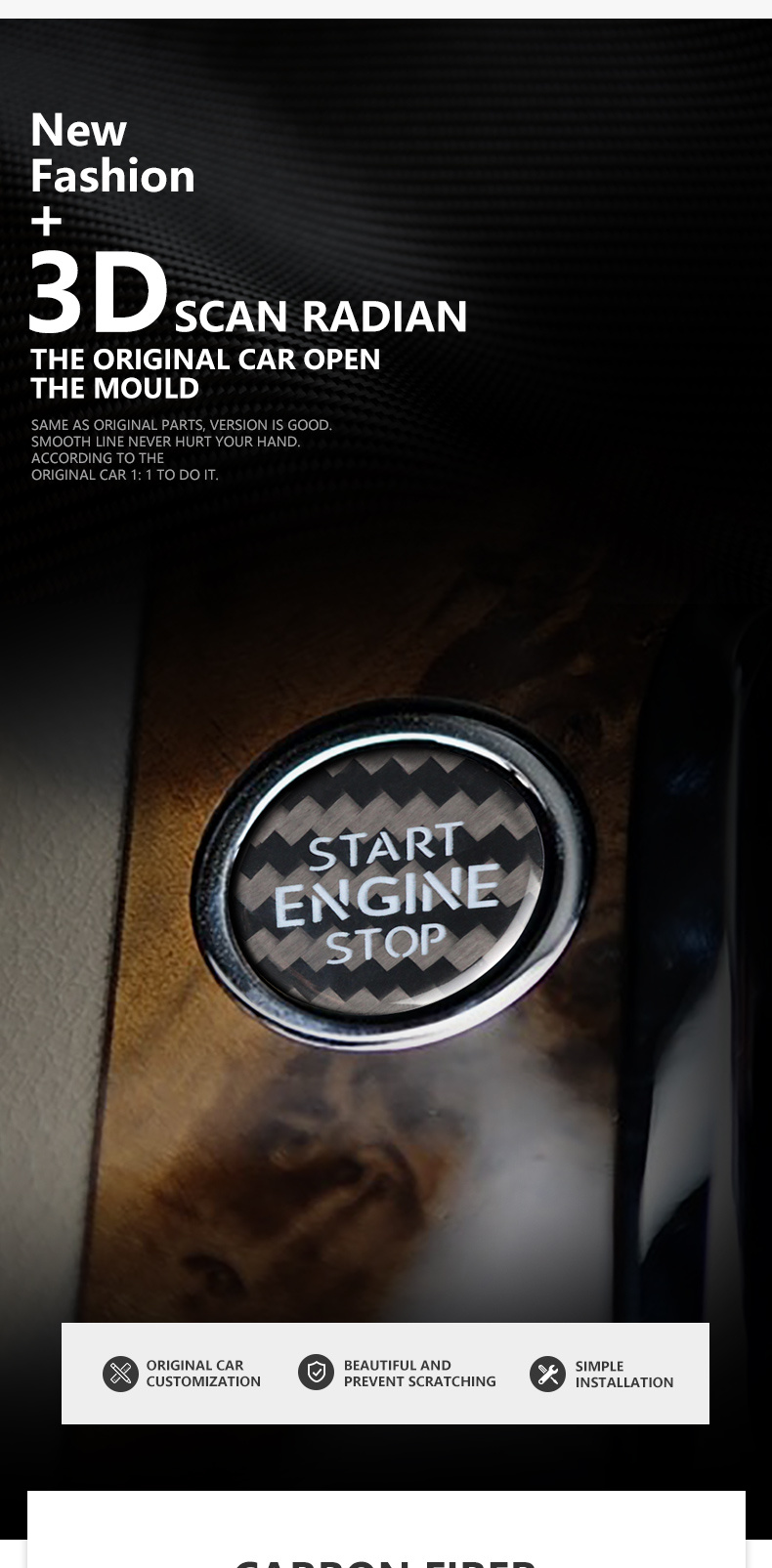 Car Stop Button Sticker Carbon Fiber Cover 2008 2009 2010 For | Temu United