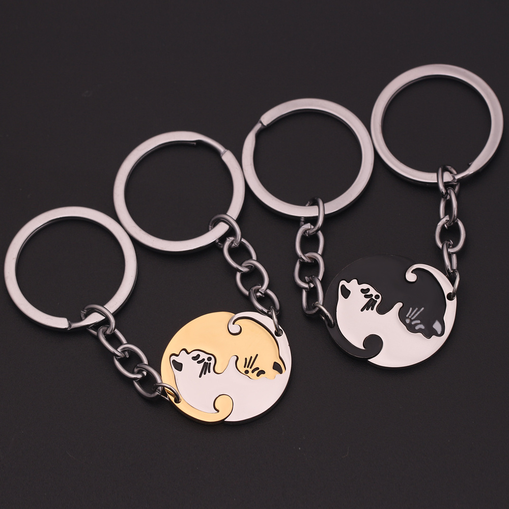 1pc cute cat lovers key chain cartoon alloy badge car key chain ...