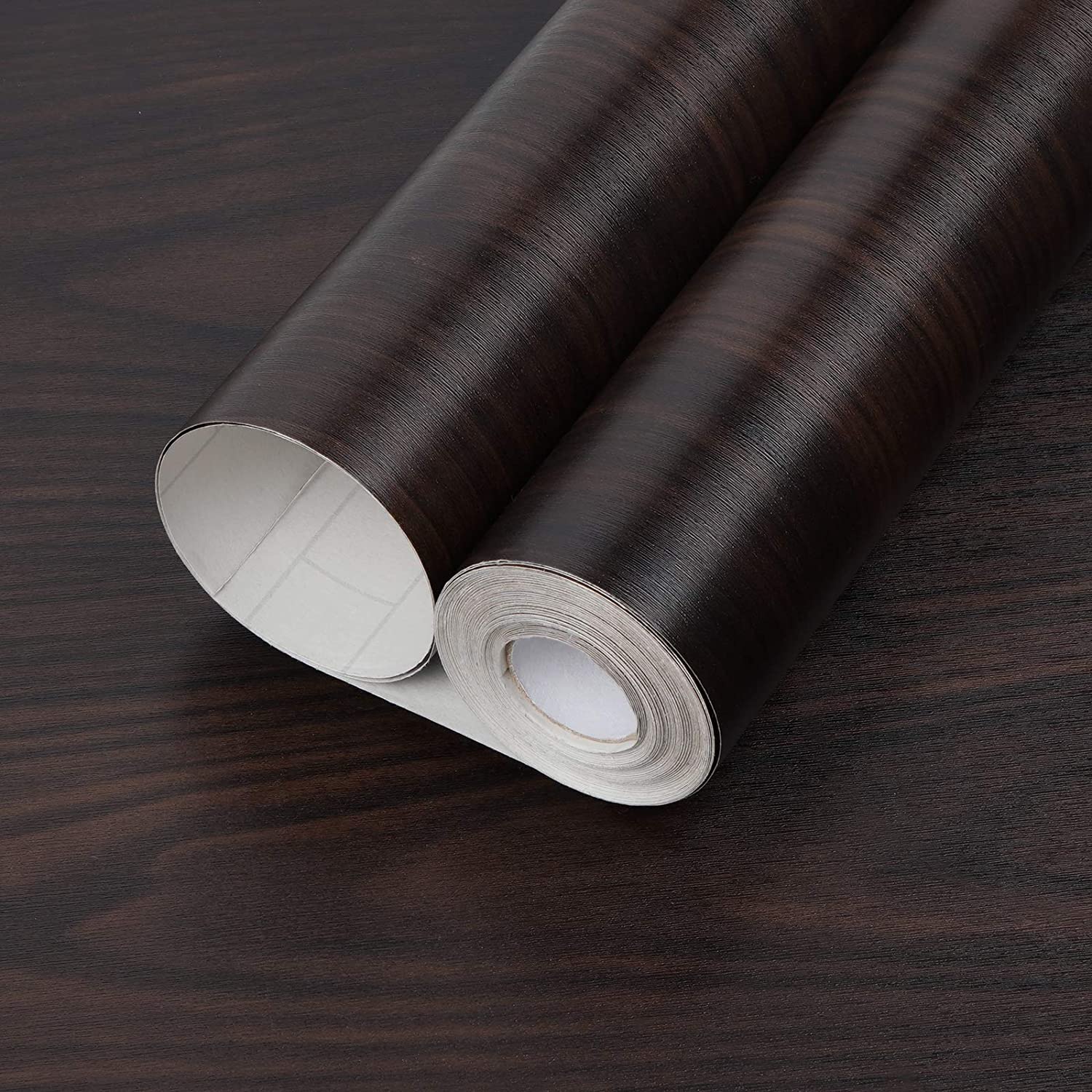 1pc Dark Brown Wood Grain Self Adhesive Removable Waterproof Wallpaper ...