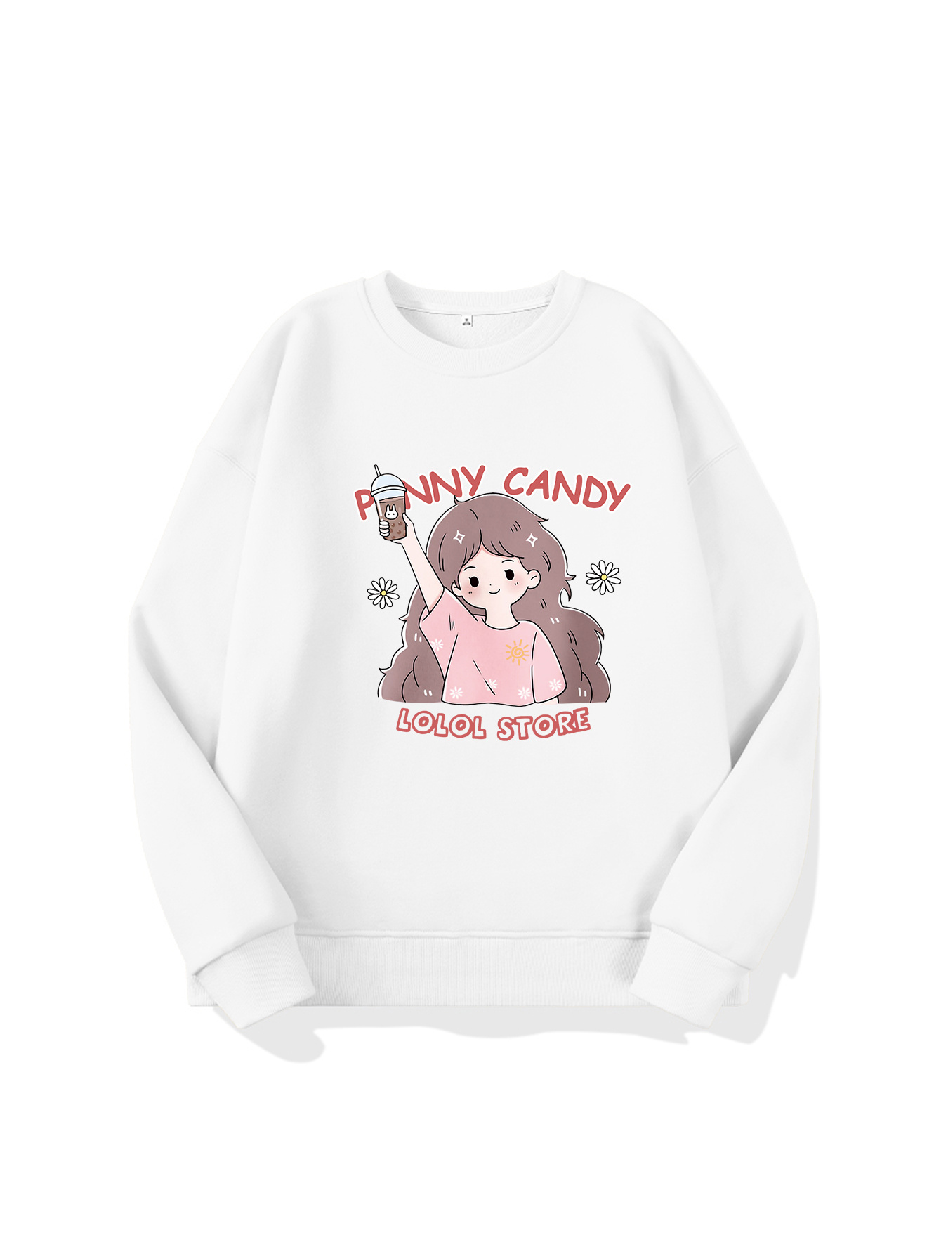 Cartoon Kawaii Girl Print Pullover Long Sleeve Crew Neck - Temu Australia