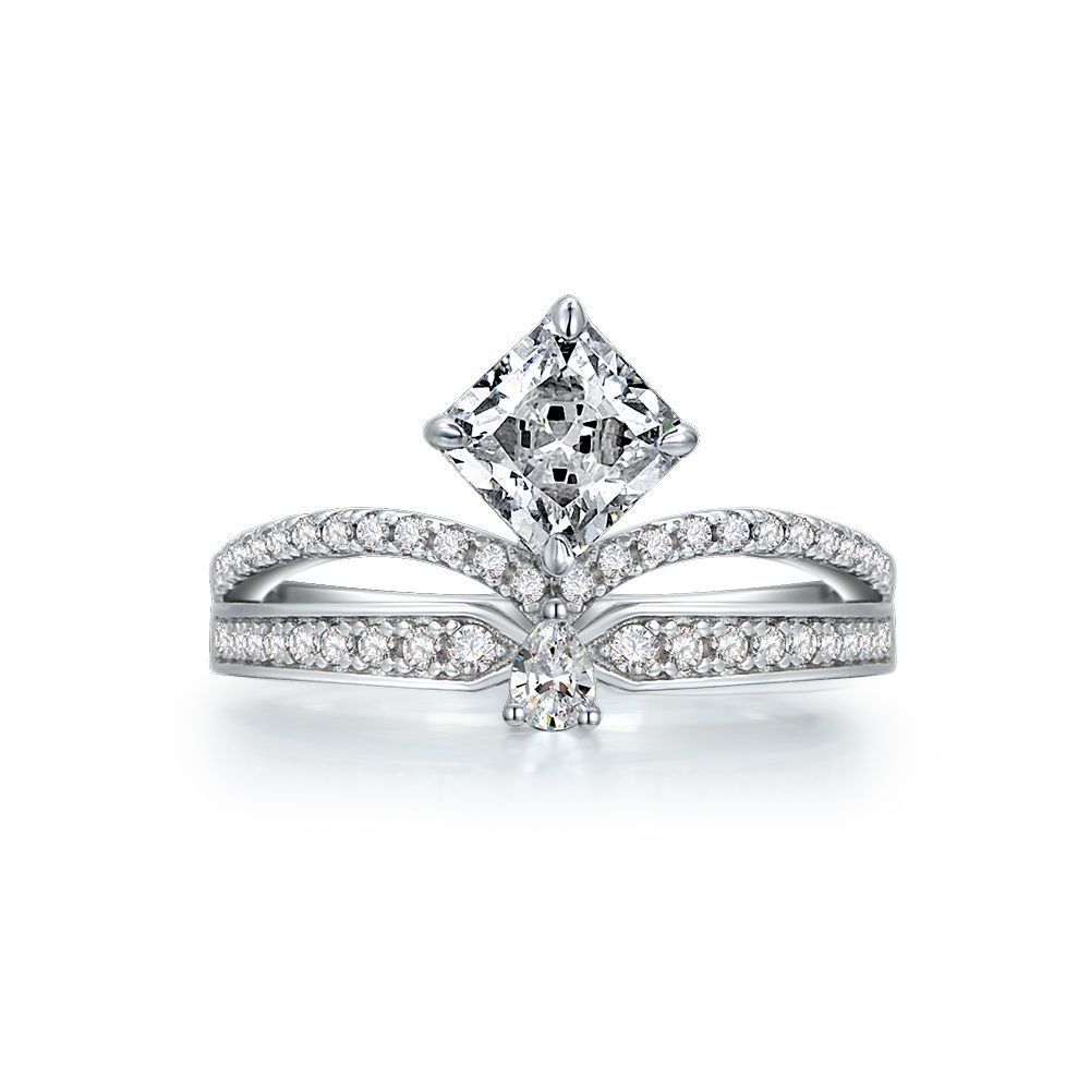 Moissanite Halo Ring Sweet Jewelry Decor Promise Ring - Temu United Kingdom