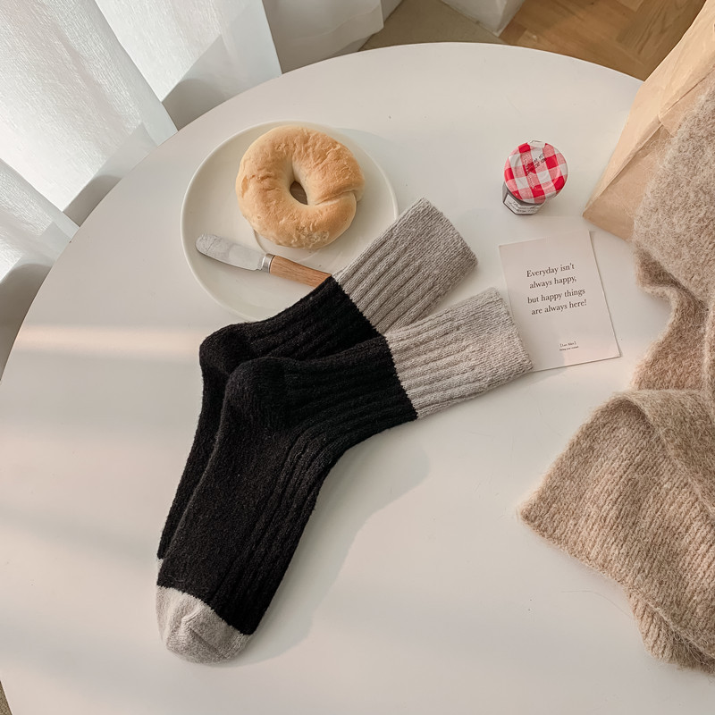 casual colorblock socks thick comfy autumn winter - Temu Norway