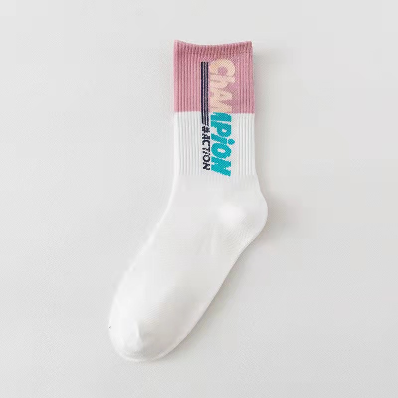 Letter Print Ribbed Socks Breathable Comfy match Tube - Temu Netherlands