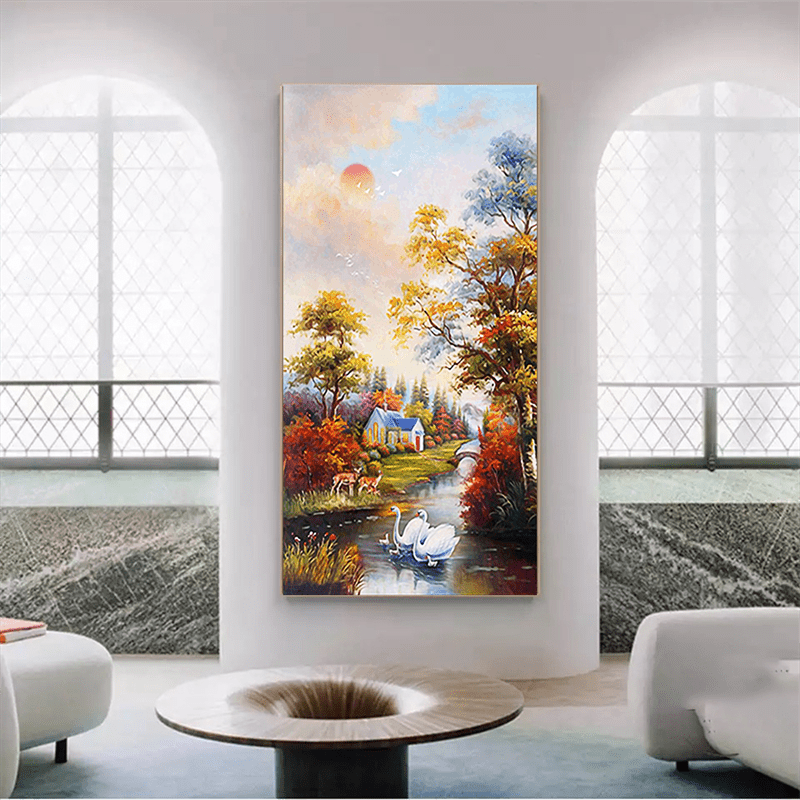 5d Diy Scenery Mountain Waterfall Tree Sea - Temu