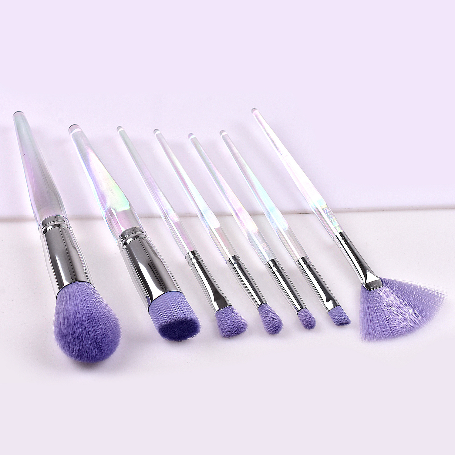 Makeup Brushes Purple Synthetic Clear Laser Handle - Temu Ireland