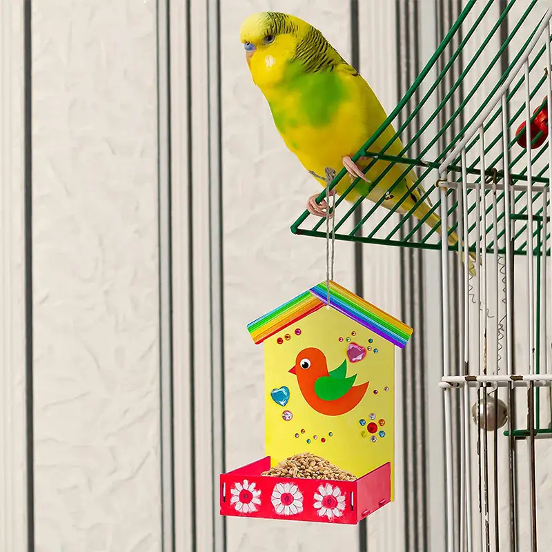 木製鳥の餌箱、屋外装飾用落書きハチドリの餌箱、創造的な吊り下げdiy鳥の餌箱 Temu Japan