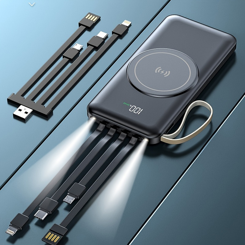 10000mah 20000mah Portable Powerbank Magnetic Wireless Charger With 4 ...