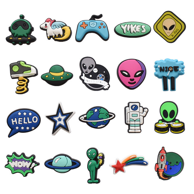20pcs Alien Theme Shoe Charms For Clogs Jibts Bubble Slides Sandals Pvc ...