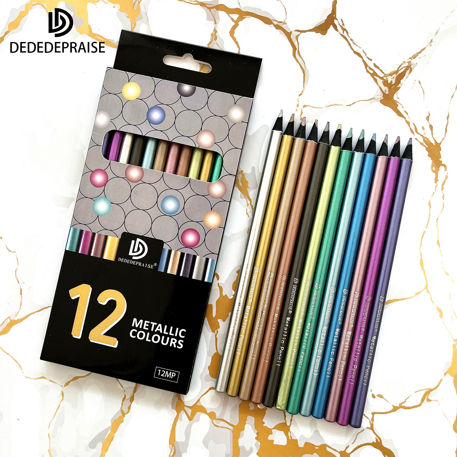 Metallic Colored Pencils Black Pencils Art - Temu