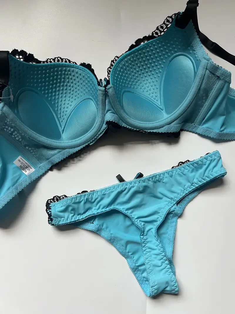 Sheer Lace Panel Matching Lingerie Set Gauze Embroidered Temu Australia