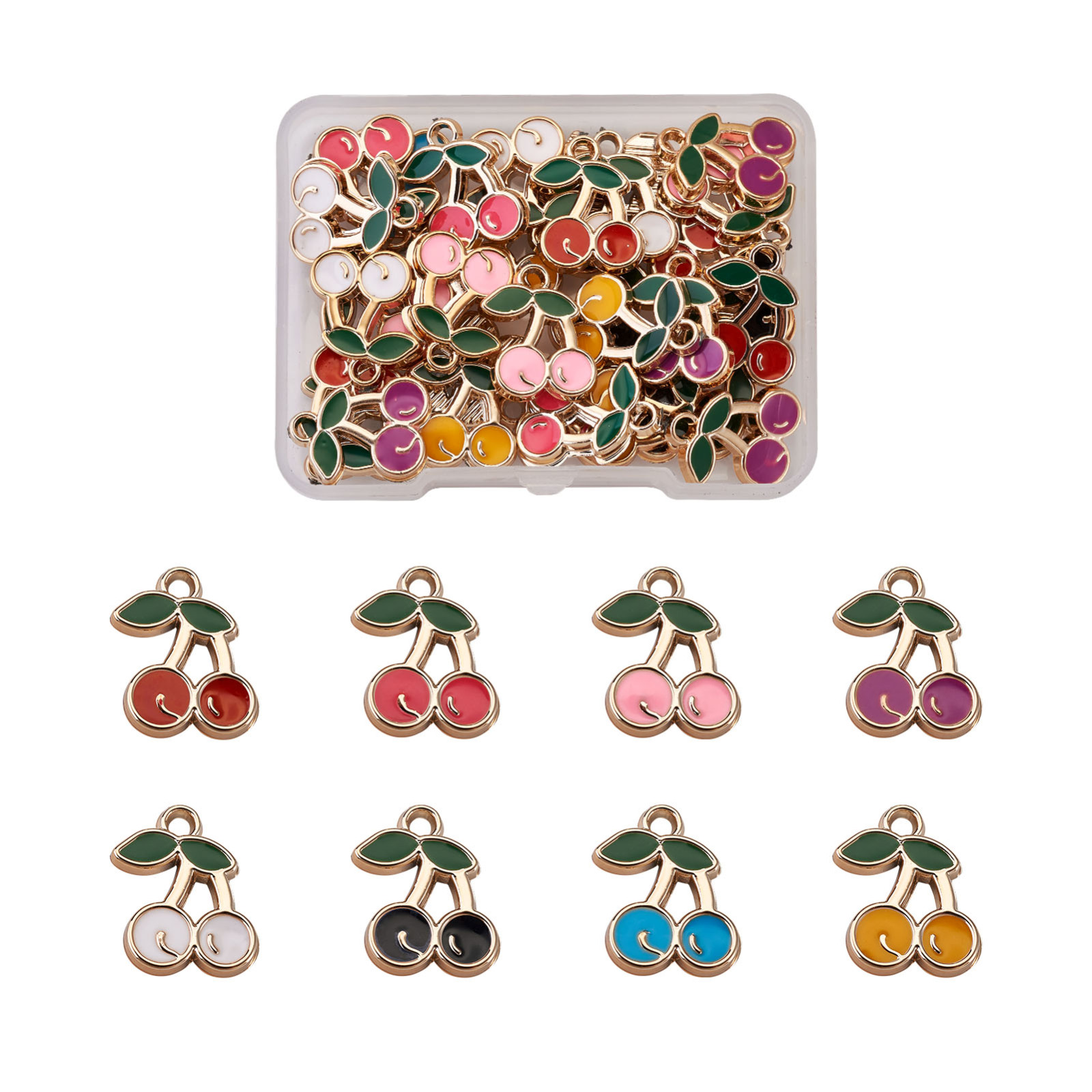Alloy Enamel Pendants Cherry Golden Mixed Color 8 Colors - Temu Norway