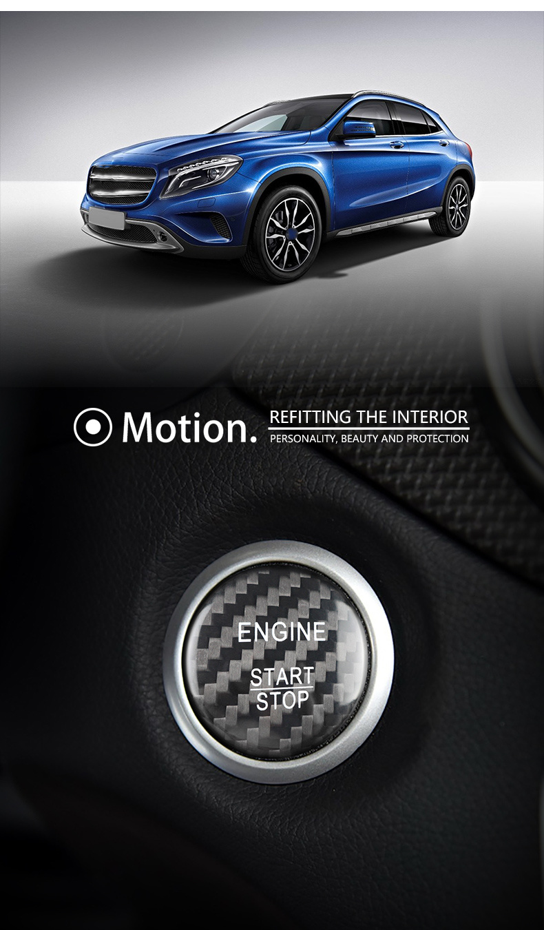 Car Engine Start Off Stop Button Sticker Carbon Fiber Cover For 2015 ...