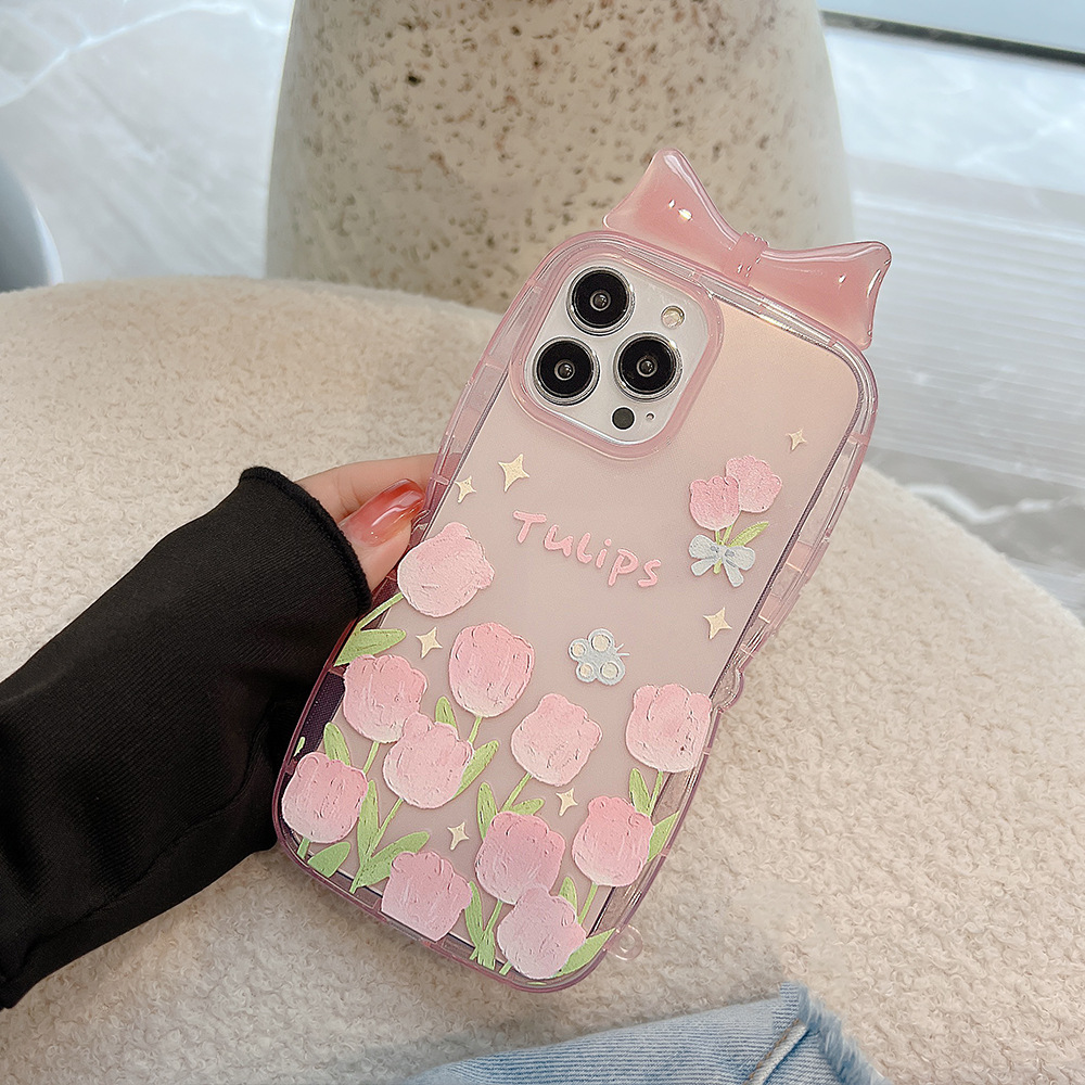 Pink Bow Flower Pattern Print Protective Phone Case Suitable - Temu ...
