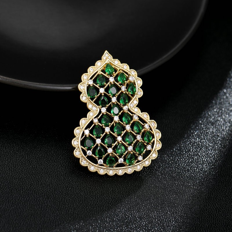 Vintage Style Brooch Pin Gourd Shape Inlaid Shiny Zircon - Temu United ...