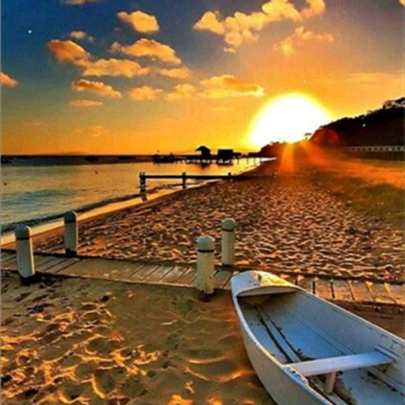 5d Diamond Painting Kits Sunrise Seaside Reflection Diy Paint With Diamond Art Landscape Round ...