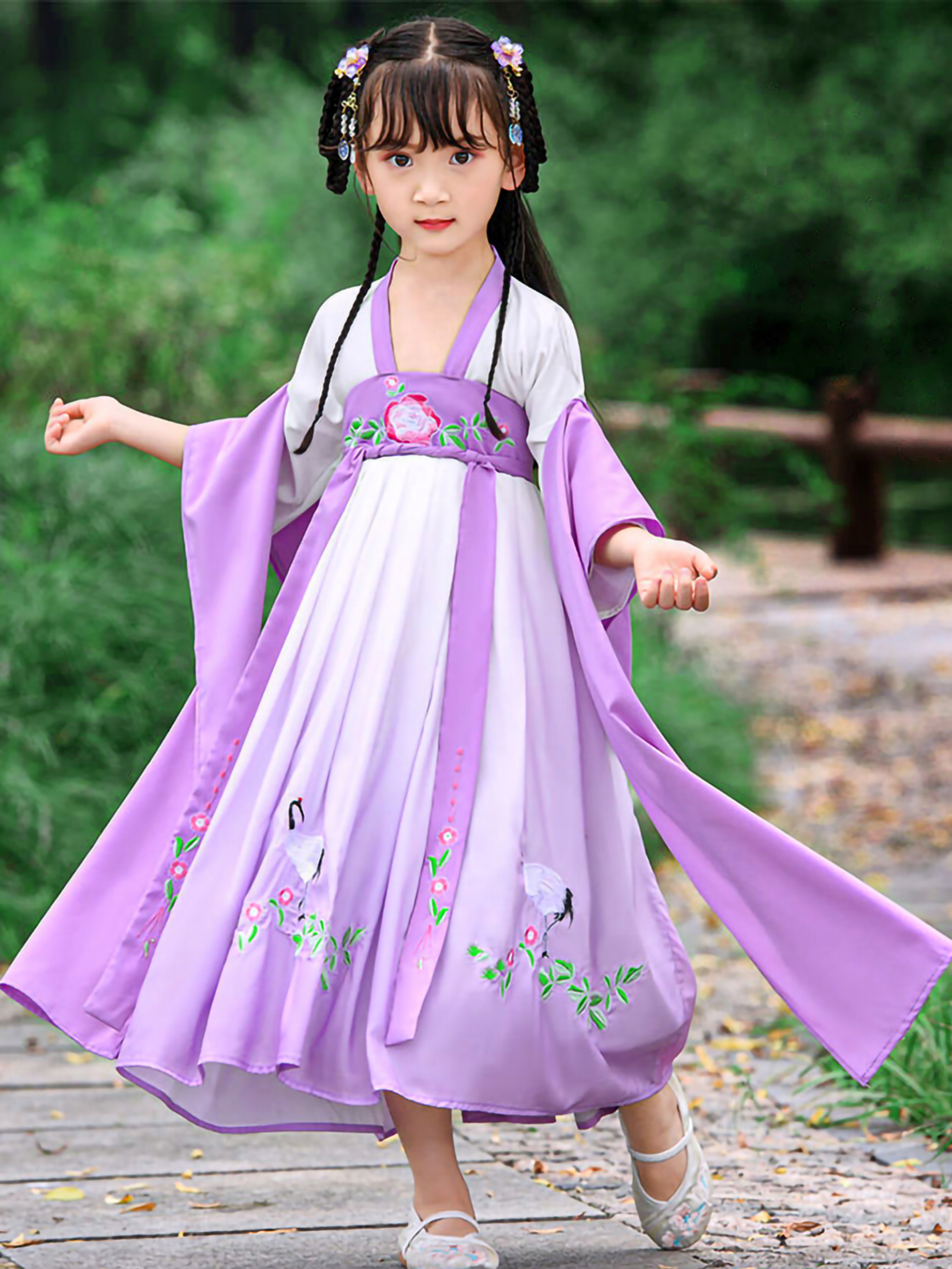 Girls Chinese Style Hanfu Tang Gradient Color Long - Temu New Zealand